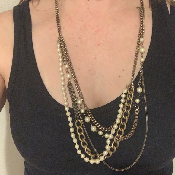J. Crew | Jewelry | Jcrew Mixed Metal And Pearl Necklace | Poshmark